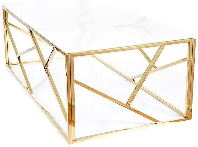 Konferenční stolek MACADA A II zlatý kov/ bílý mramor