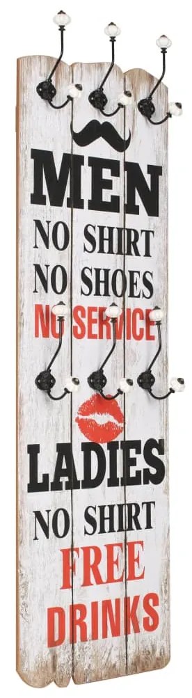 Nástěnný věšák na kabáty MEN LADIES s 6 háčky 120 x 40 cm 245852