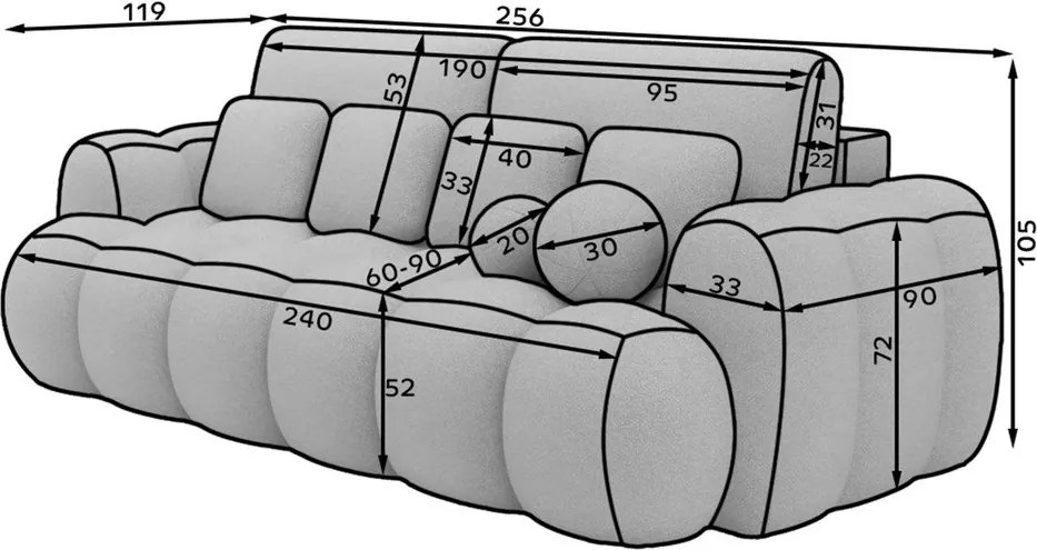 Béžová rozkládací pohovka z textilie bouclé 256 cm Cotonn – ELTAP