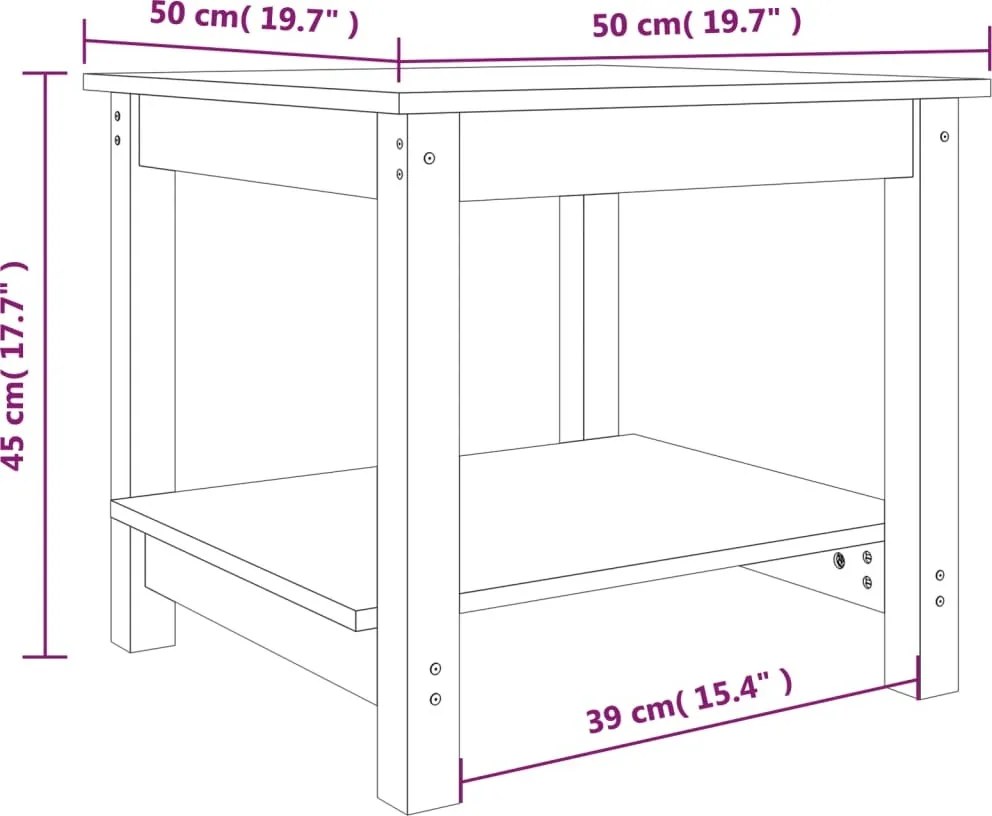 vidaXL Konferenční stolek 50 x 50 x 45 cm masivní borové dřevo [822278] Barva: Černá