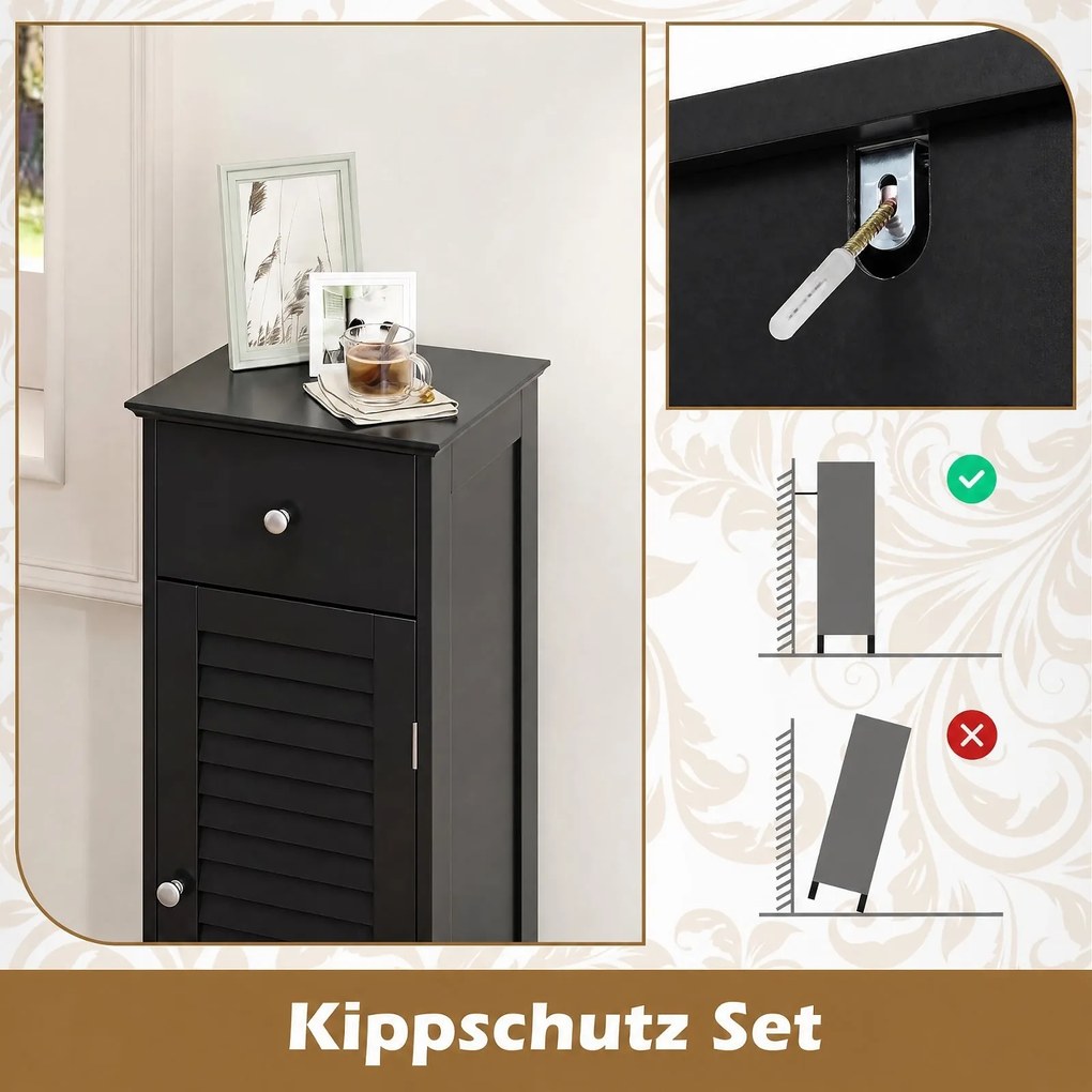 Costway Koupelnová skříňka Volně stojící se zásuvkou – 32 × 30 × 87,5 cm