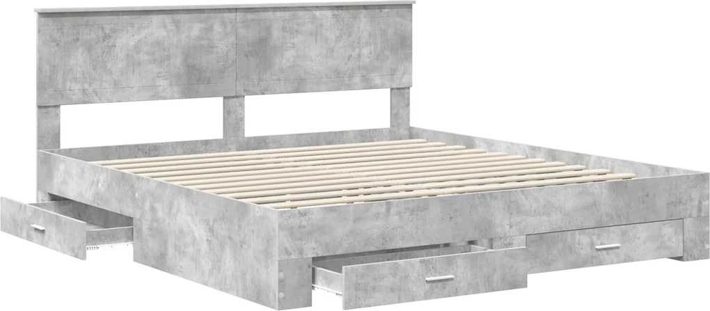 Rám postele s čelo Betonově šedá 180 x 200 cm Kompozitní dřevo 3410864