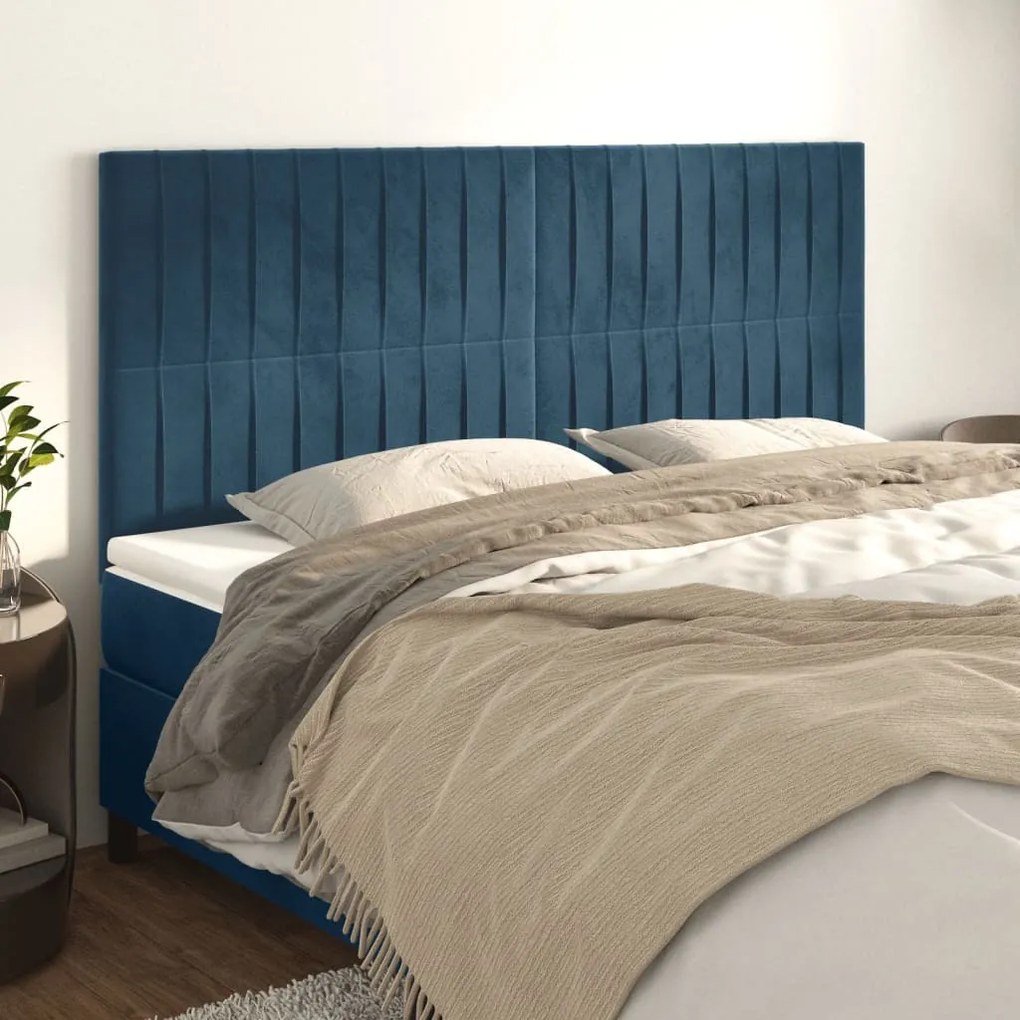 Čelo postele tmavě modré 180x5x118/128 cm sametové 3116634