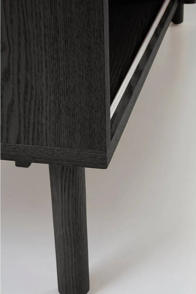 Černá skříňka v dekoru jasanu s posuvnými dveřmi 124x80x45 cm Sion – Jotex