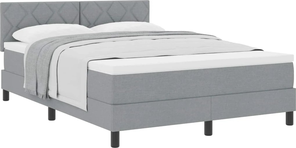 Postel s boxspringem s čelo Světle šedá 160 x 200 cm textil 3338776