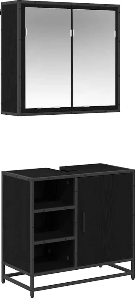 Sada koupelnového nábytku 2 ks Černý dub 65 x 33 x 60 cm 3402404