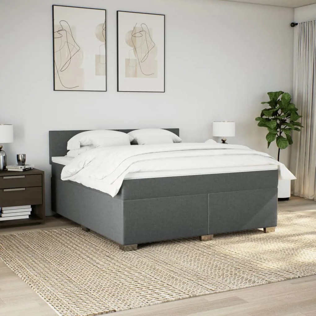 Box spring postel s matrací tmavě šedá 180x200 cm textil 3285961