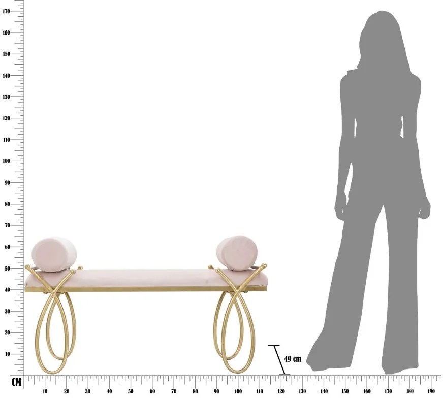 Designová lavice Nancilea 112,5 cm růžová