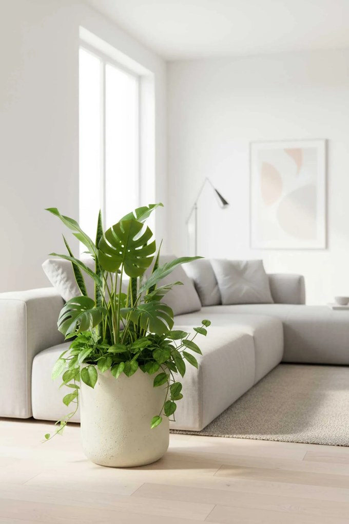 Kulatý květináč CHICO, sklolaminát, průměr 45 x výška 50 cm, krémový
