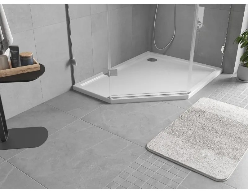 Mexen Flow Slim, pravostranná pětiúhelníková sprchová vanička 90 x 80 cm, bílá lesklá, 46P108090R
