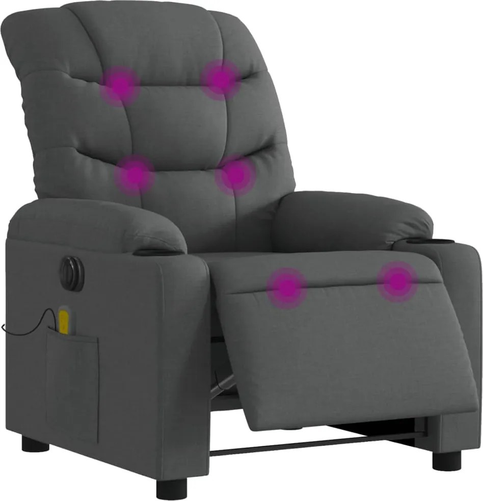 Elektrické masážní polohovací křeslo tmavě šedé textil 3206637
