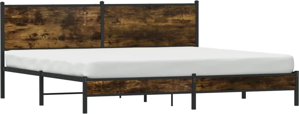 Kovový rám postele bez matrace kouřový dub 200 x 200 cm 3301380