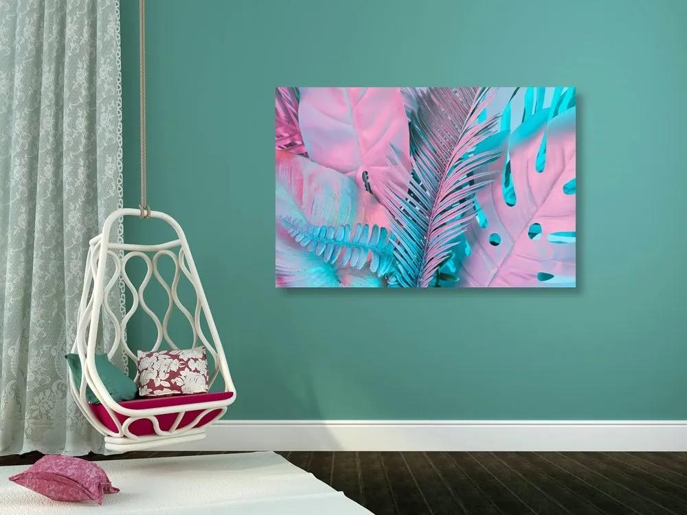 Obraz palmové listy v neobyčejných neonových barvách - 60x40 cm
