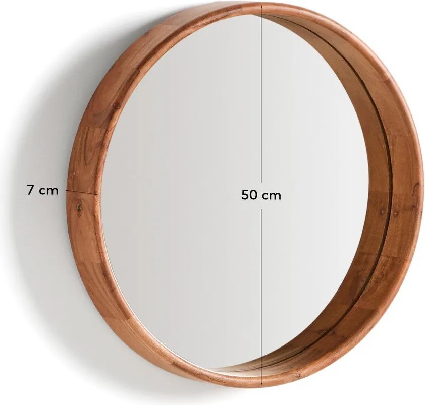 Nástěnné zrcadlo s dřevěným rámem ø 49,5 cm Berale – Kave Home
