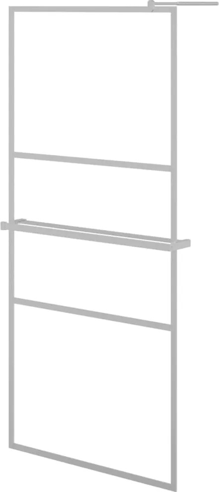 Zástěna do průchozí sprchy s policí chrom 90x195 cm ESG/hliník 3185496