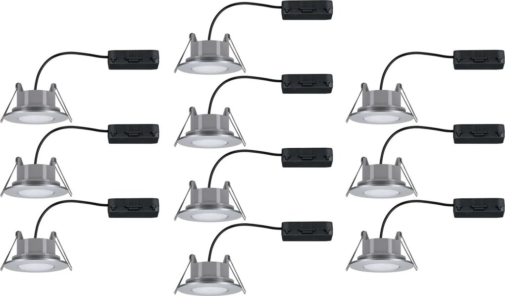 P 98199 LED vestavné svítidlo Calla 10ks sada IP65 kruhové 90mm 30° 10x5W 230V CCT matný chrom - PAULMANN