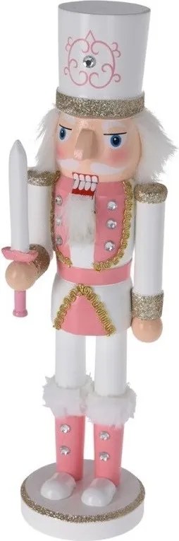 Růžový louskáček s mečem 36 cm