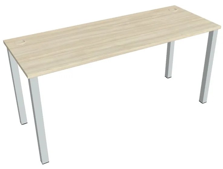 Stůl pracovní rovný 160 cm hl. 60 cm - Hobis Uni UE 1600 Dekor stolové desky: akát, Barva nohou: Stříbrná