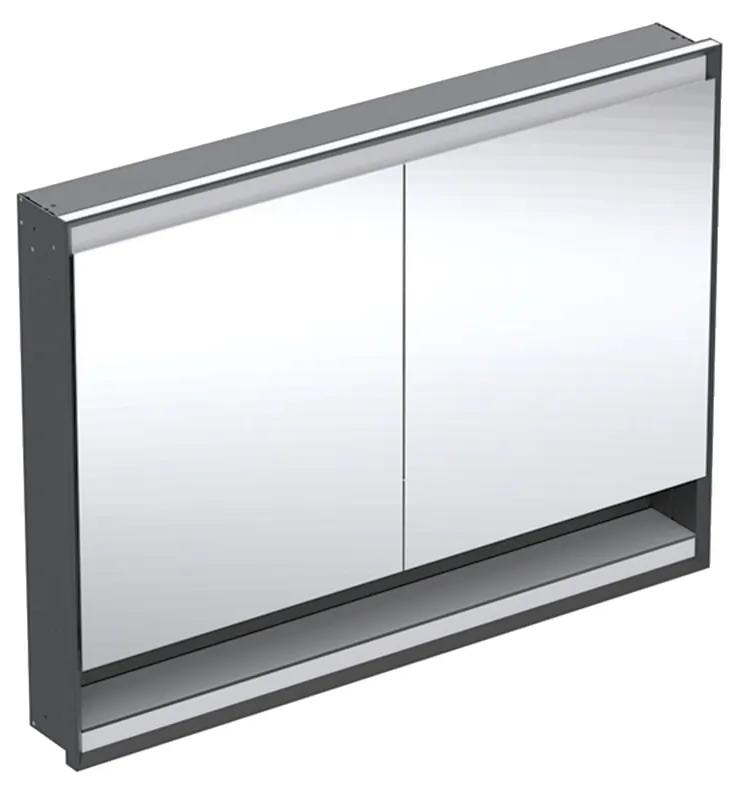 Geberit ONE - Zrcadlová skříňka s LED osvětlením, 1200x900x150 mm, 2 dvířka, s nikou, vestavná, matná černá 505.825.00.7