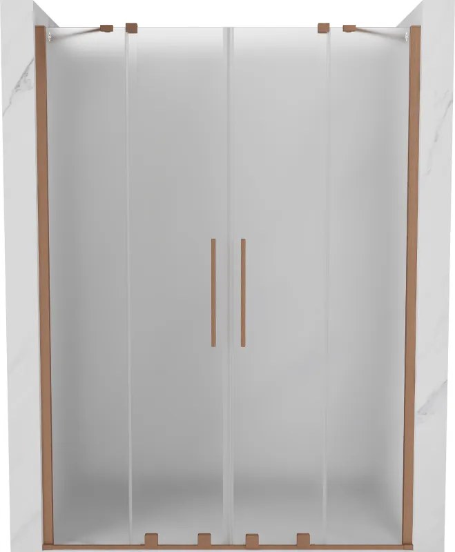 Mexen Velar Duo, posuvné sprchové dveře do otvoru 150 cm, 8mm sklo námraza, měděná matná, 871-150-000-32-65