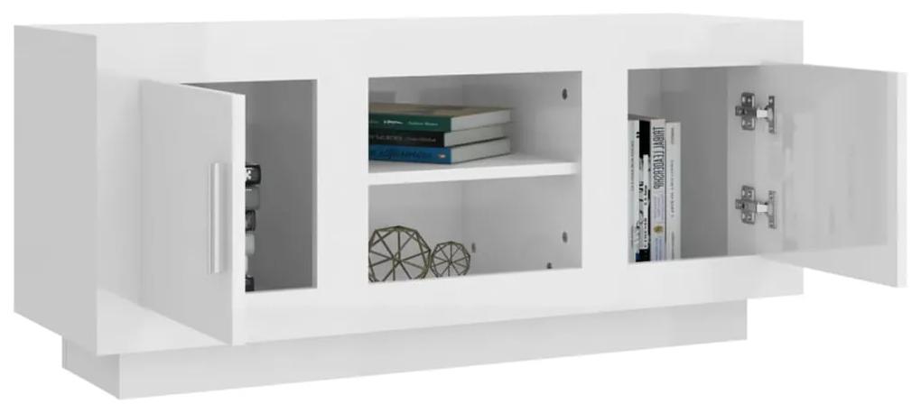 TV skříňka bílá s vysokým leskem 102x35x45 cm kompozitní dřevo - Default Title