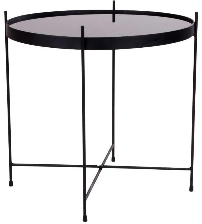 OnaDnes -20% Nordic Living Černý kulatý skleněný konferenční stolek Emeli 48 cm