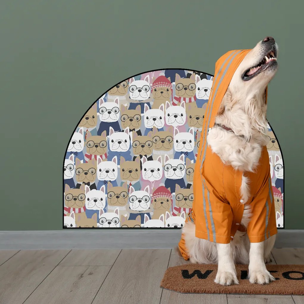 PIPPER. Ochranná textilní nálepka na zeď - Oblouk - Buldočky Velikost: 83x60cm, Jméno: Bez jména