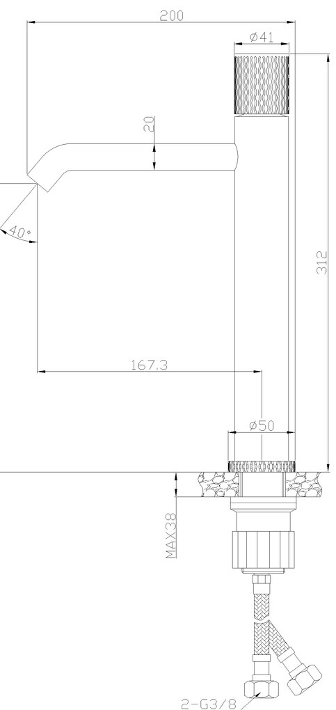 Invena Moonlight, vysoká umyvadlová baterie h-312, černá-růžové zlato, INV-BU-77-W14-V