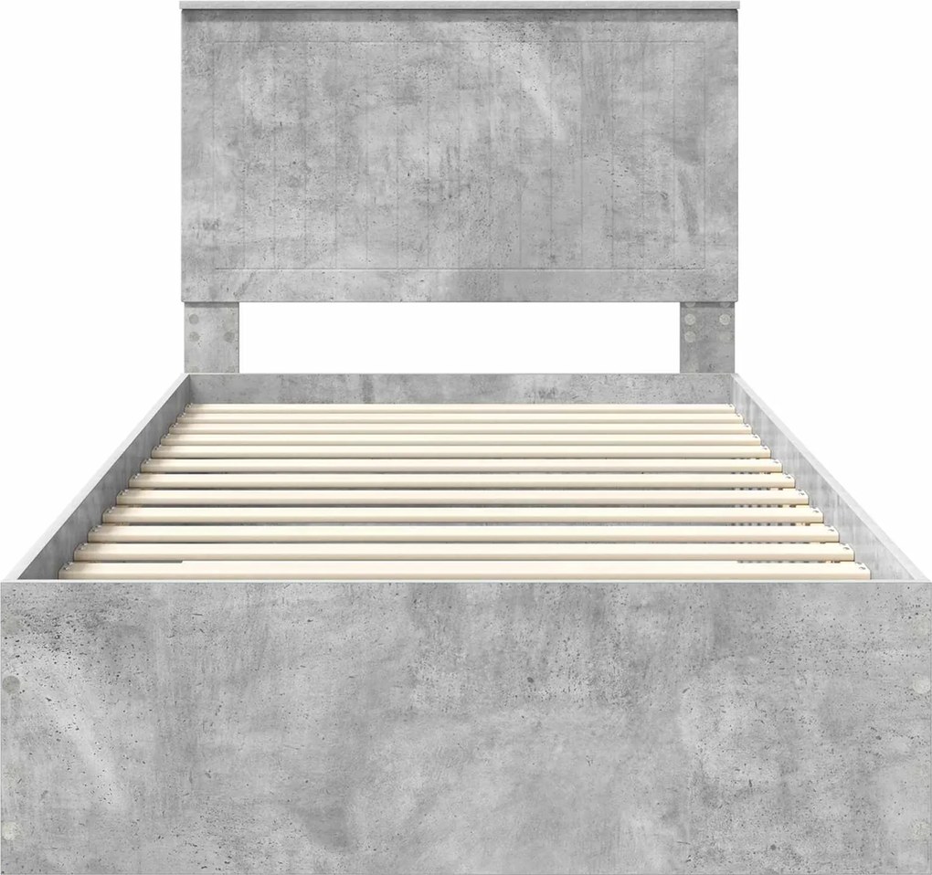Rám postele s čelo Betonově šedá 100 x 200 cm Kompozitní dřevo 3411344