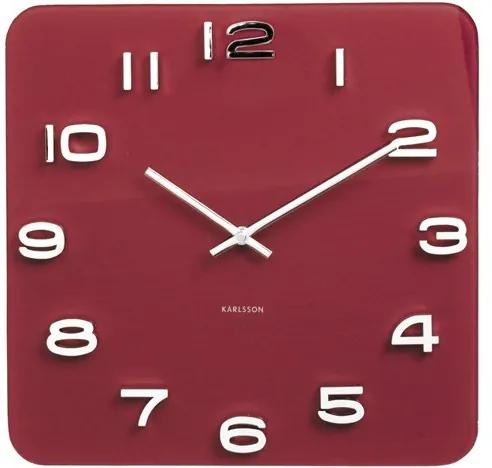 KARLSSON Nástěnné hodiny Vintage čtvercové červené