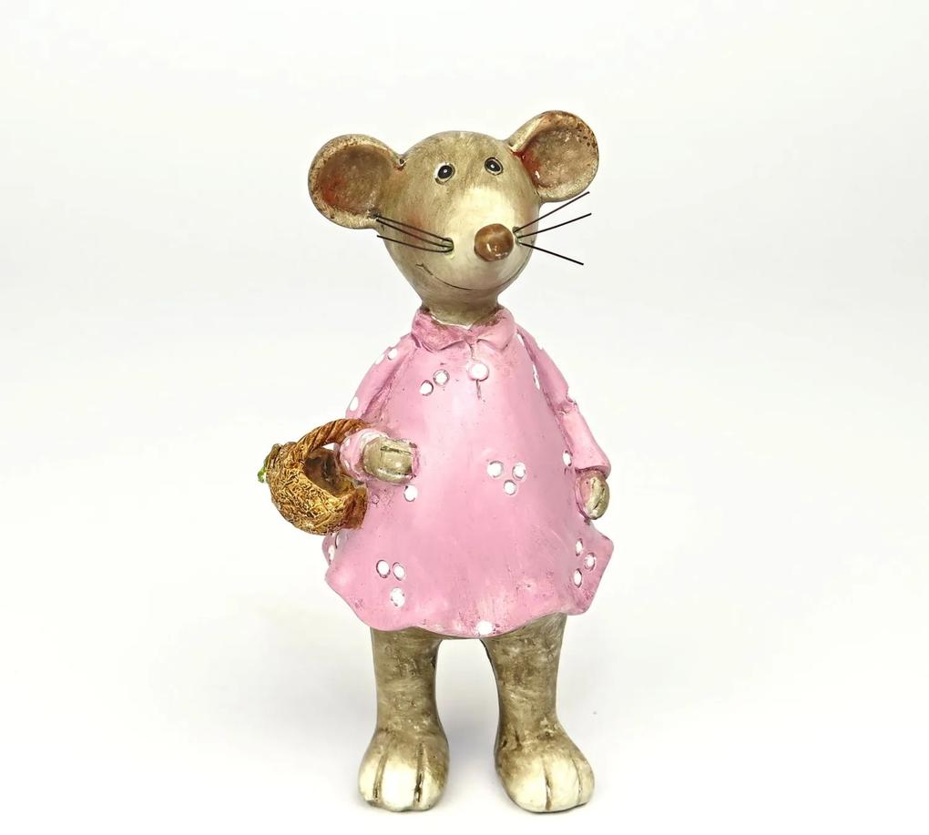 Myš - dívenka s košíčkem 14cm