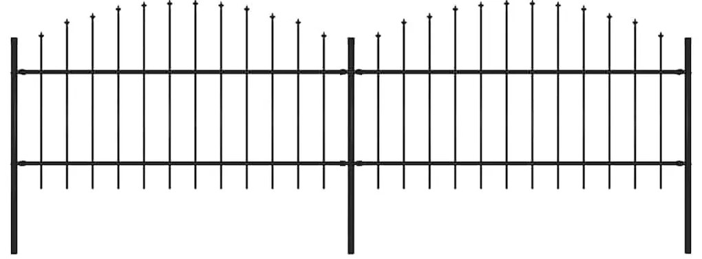 Zahradní plot s kopím nahoře ocelový 337 x 125 cm černý 277722