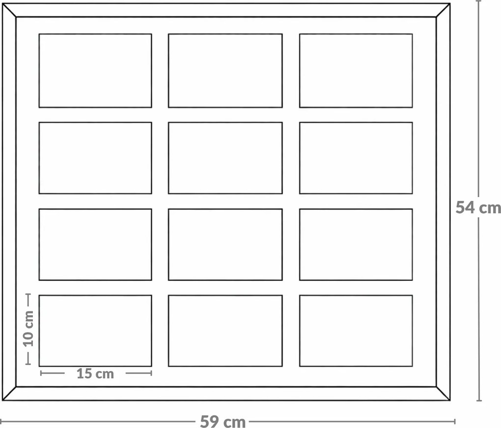 Dřevěný fotorámeček na 12 fotografií FORMIN, 59 x 54 cm