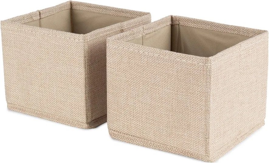 Béžové látkové úložné boxy v sadě 2 ks 14x12x12 cm Sandy – Compactor