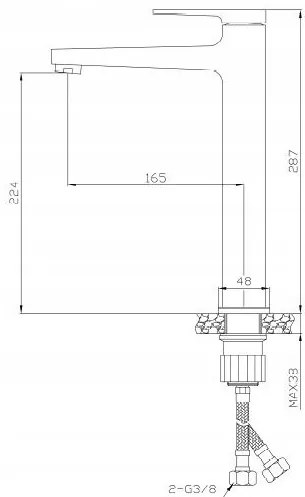 Invena Midnight, vysoká umyvadlová baterie, černá-růžové zlato, BU-35-W14-V