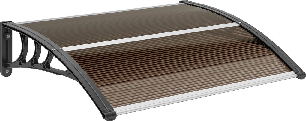 Outsunny stříška na vchodové dveře Polykarbonátová stříška, odolná proti povětrnostním vlivům, hnědá, 120x75cm| Aosom