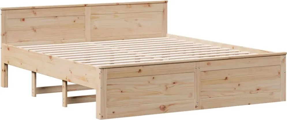 Postel bez matrace s čelem 200 x 200 cm masivní borovice 3308753