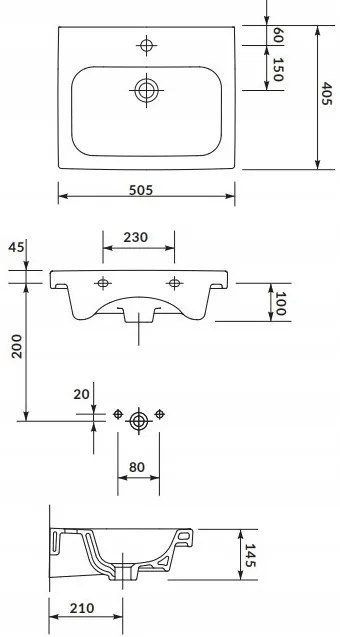 Cersanit Colour, skříňkové umyvadlo 50x40 cm, bílá, K103-005