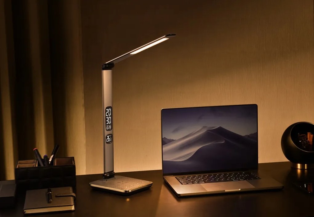 LED stolní lampička Immax Heron 2 s bezdrátovým nabíjením Qi a USB