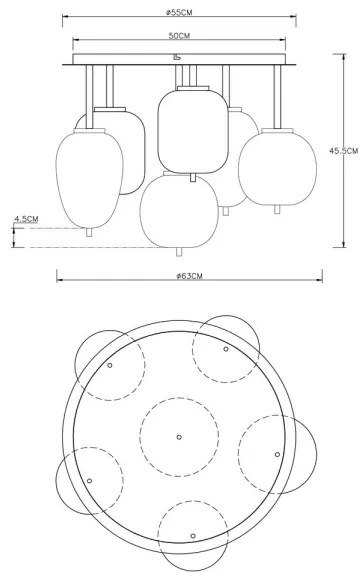 Globo 15345-6D - Přisazený lustr BLACKY 6xE14/40W/230V černá