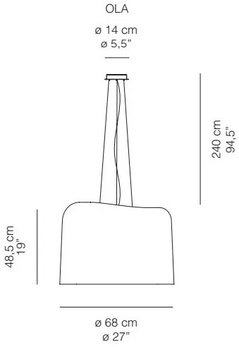 Quadrifoglio Group K09SPE0P00-003 Ola, závěsné svítidlo z oranžového laminátu, 3x33W E27, prům.68cm