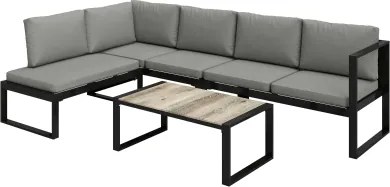 Outsunny rohová zahradní lounge pro 5 osob se 2 pohovkami, křeslo bez opěrky paží, konferenční stolek, tmavě šedá