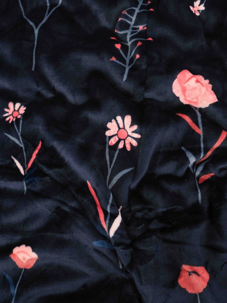 MK Lůžkoviny Prodloužené mikroplyšové povlečení Exclusive - Vlčí máky tmavě modré 140 × 220 cm, 70 x 90 cm