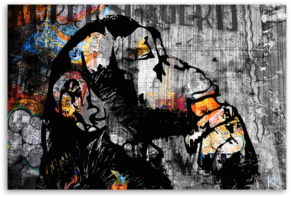 Gario Obraz na plátně Banksy street art opice Rozměry: 60 x 40 cm