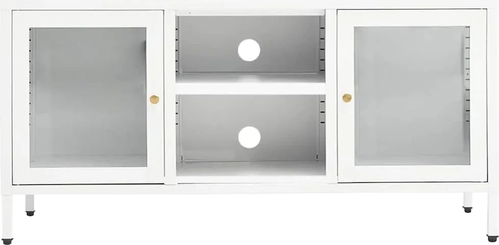 TV stolek bílý 105 x 35 x 52 cm ocel a sklo 336059