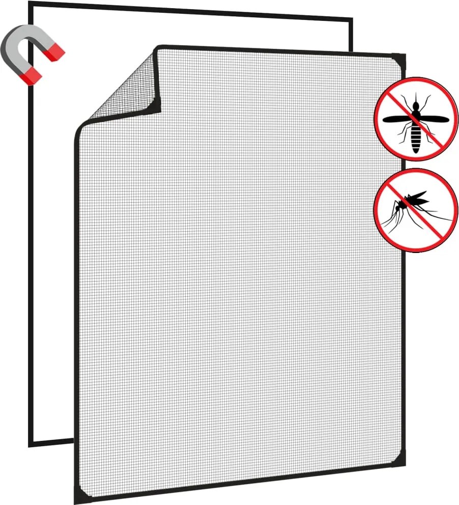 Magnetická okenní síť proti hmyzu antracitová 100 x 120 cm 153852
