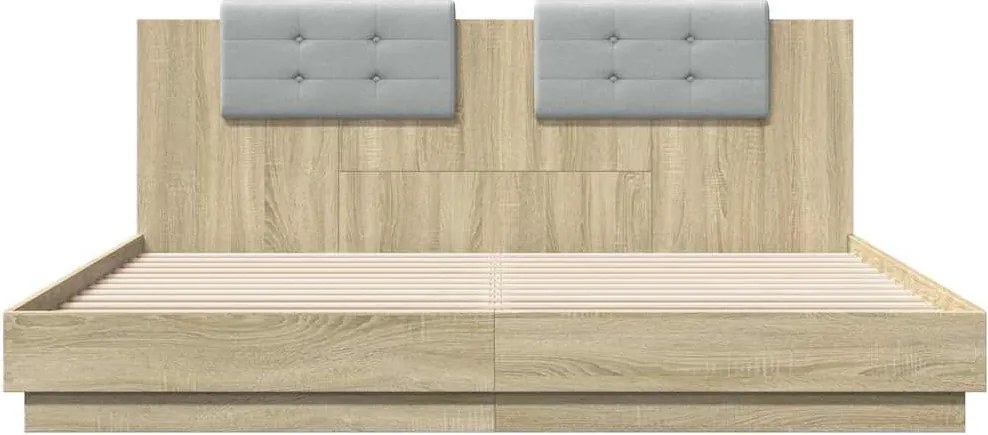Rám postele s čelem a LED osvětlením dub sonoma 160x200 cm 3209998