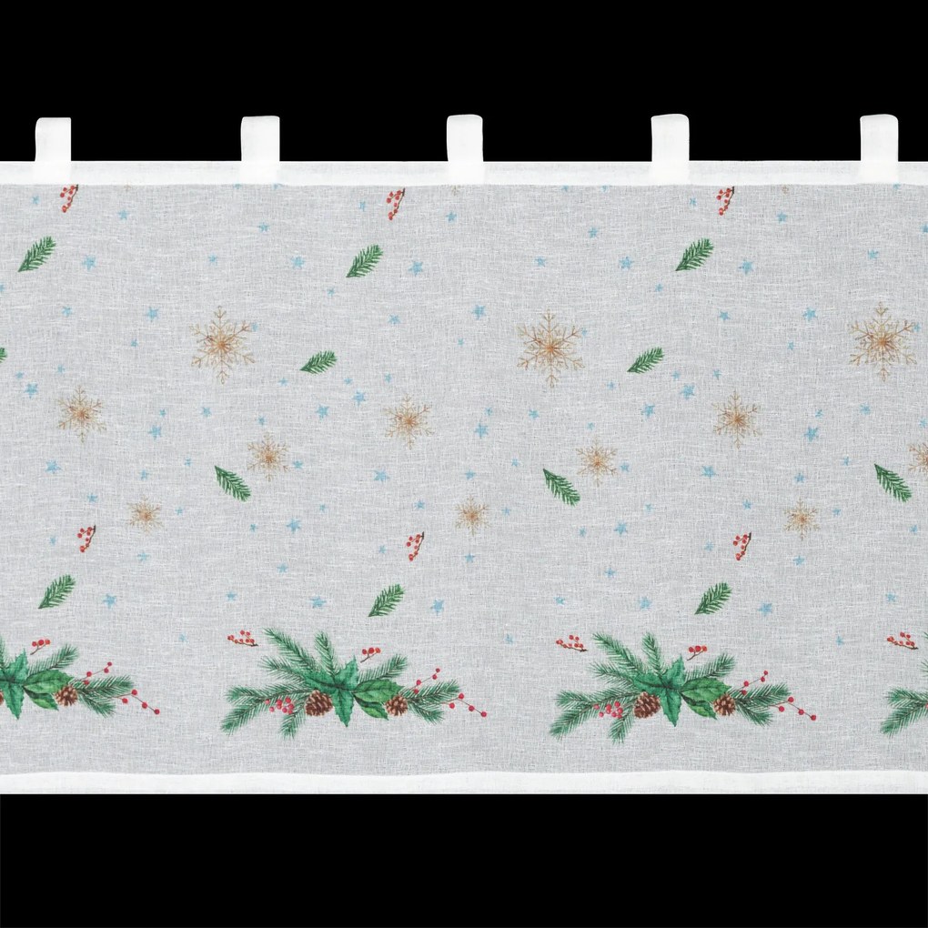 EUROFIRANY KRÁTKÁ VÁNOČNÍ ZÁCLONA NA POUTKÁCH XMAS1 60X150 CM VZOROVANÁ