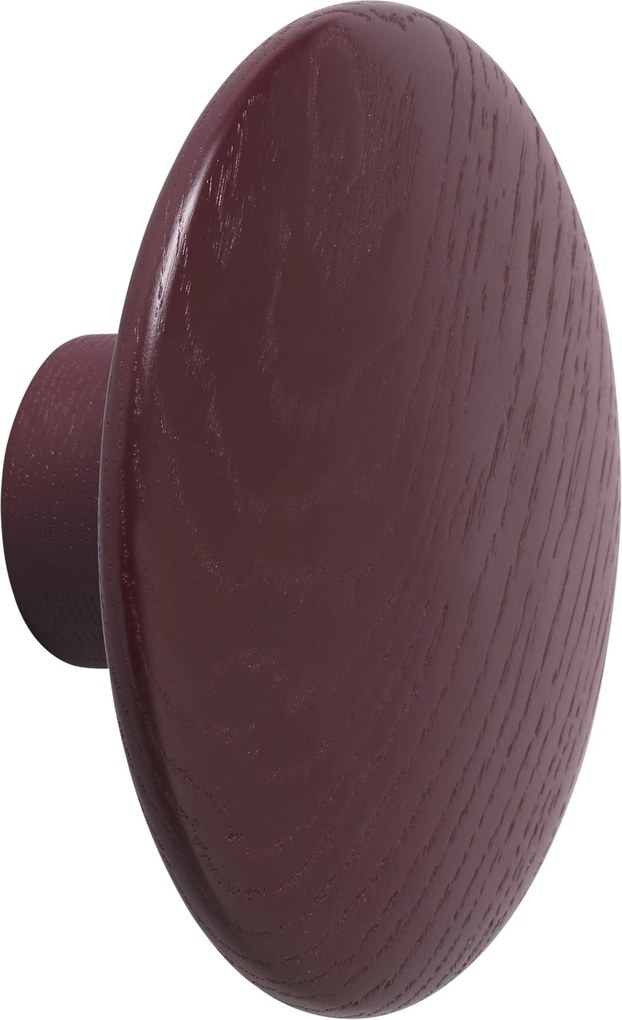 Háček na zeď Dots Wood 6,5 cm červený burgund