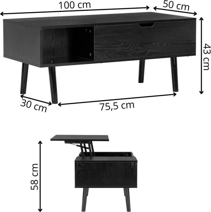 Konferenční stolek SPRINGOS HF0067 černý